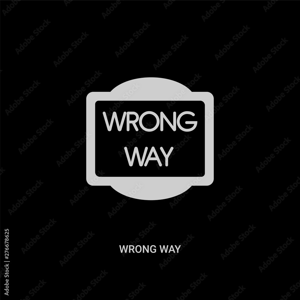 white wrong way vector icon on black background. modern flat wrong way ...