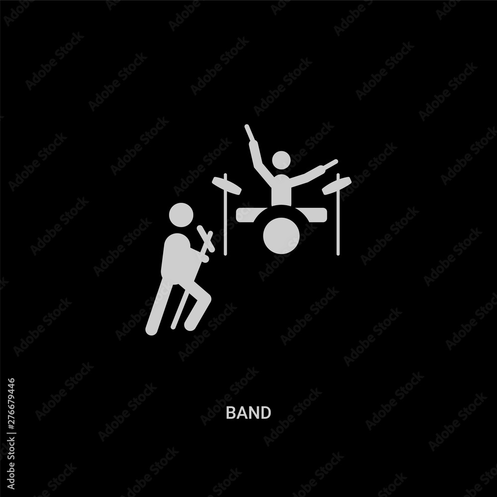 white band vector icon on black background. modern flat band from ...