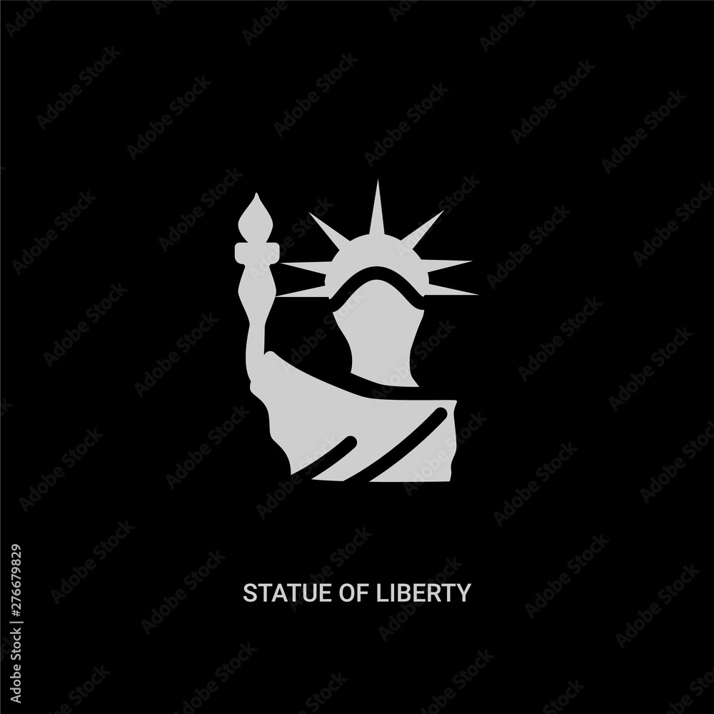 white statue of liberty vector icon on black background. modern flat ...
