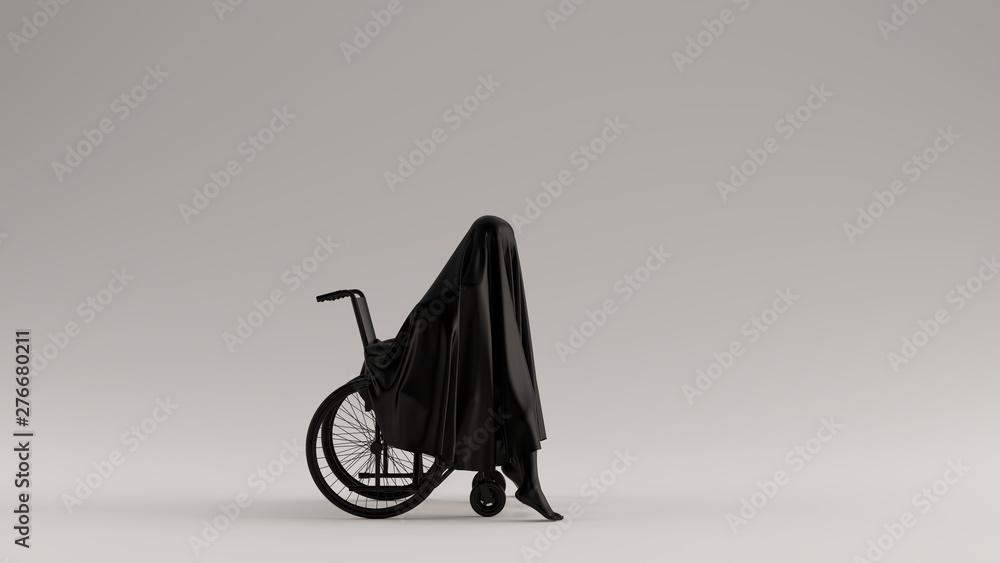 Black Evil Spirit Leaning Forward in a Wheelchair 3d Illustration 3d ...