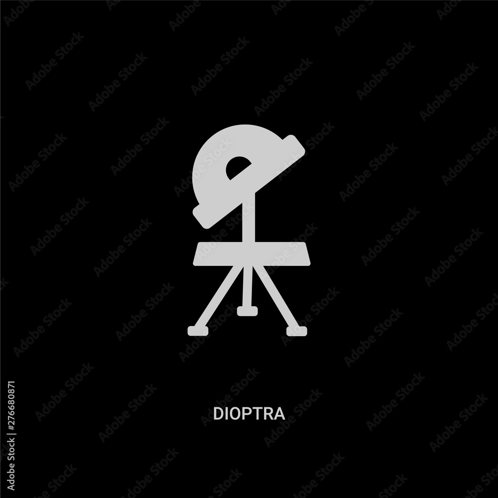 white dioptra vector icon on black background. modern flat dioptra from ...