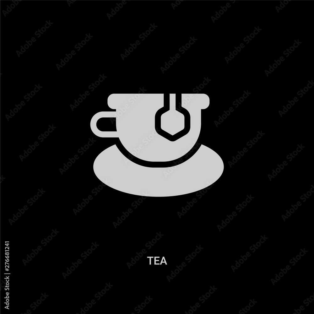 white tea vector icon on black background. modern flat tea from beauty ...