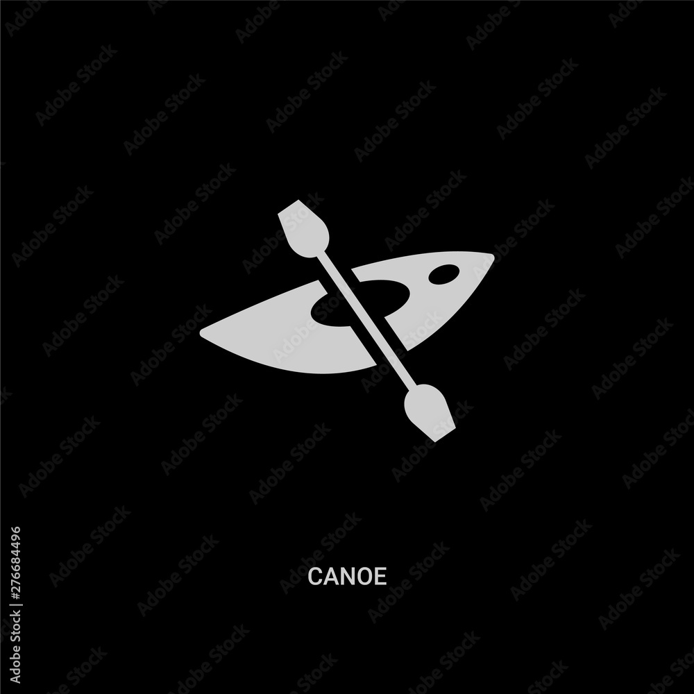 white canoe vector icon on black background. modern flat canoe from ...