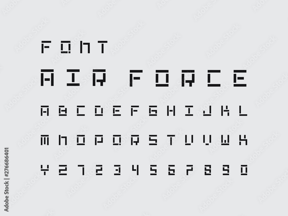 Air Force font. Vector alphabet Stock Vector | Adobe Stock