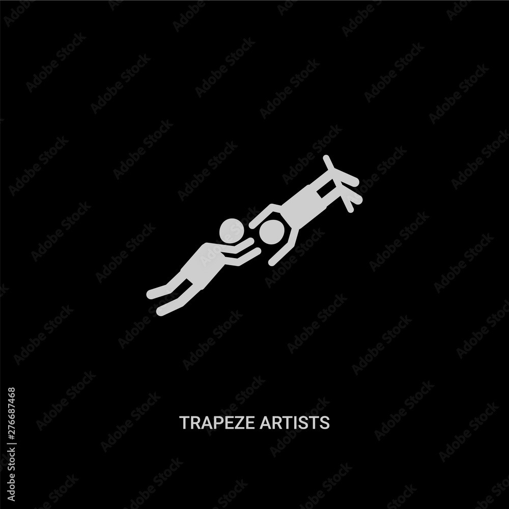 white trapeze artists man vector icon on black background. modern flat ...