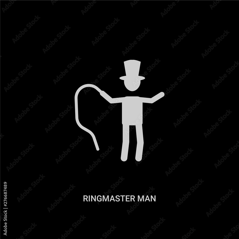 white ringmaster man vector icon on black background. modern flat ...