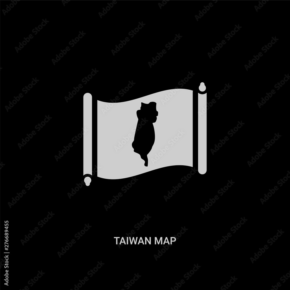 white taiwan map vector icon on black background. modern flat taiwan ...