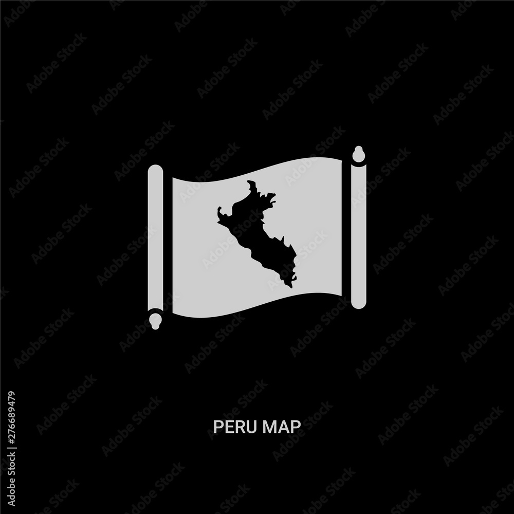 white peru map vector icon on black background. modern flat peru map ...