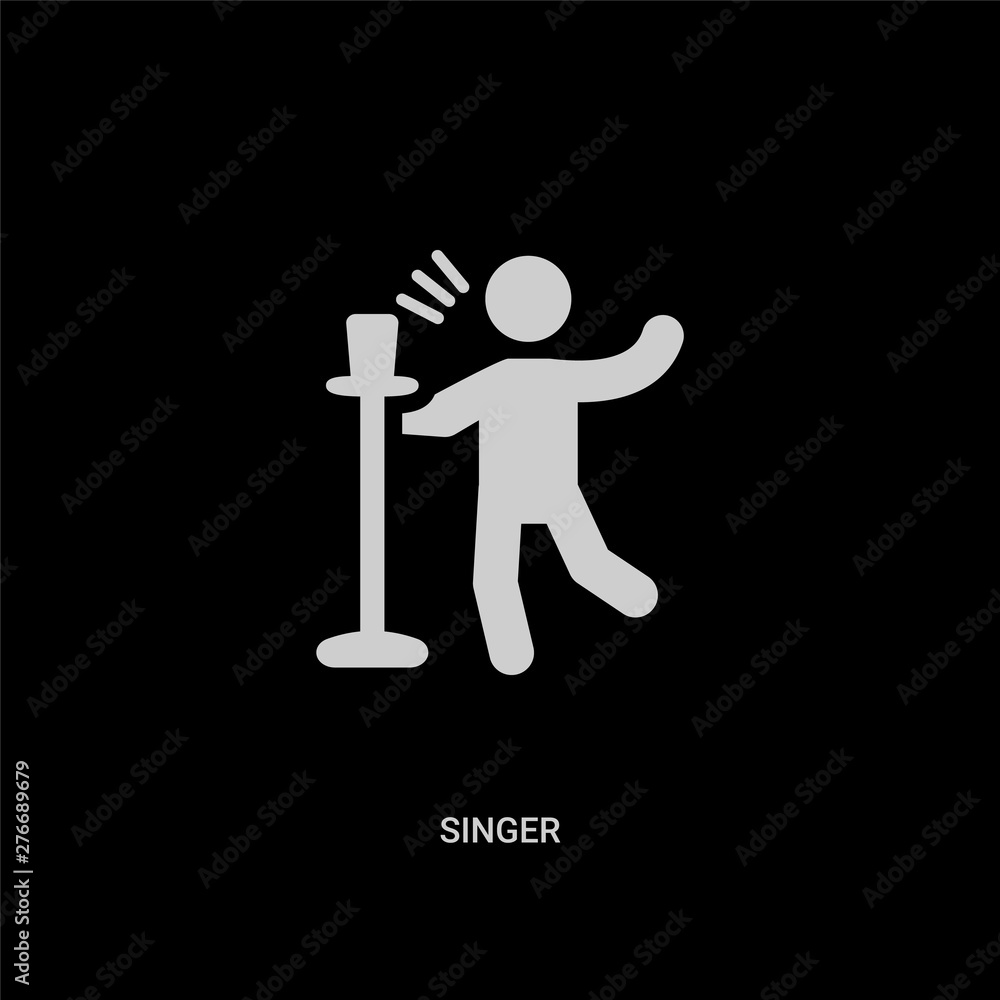 white singer vector icon on black background. modern flat singer from ...