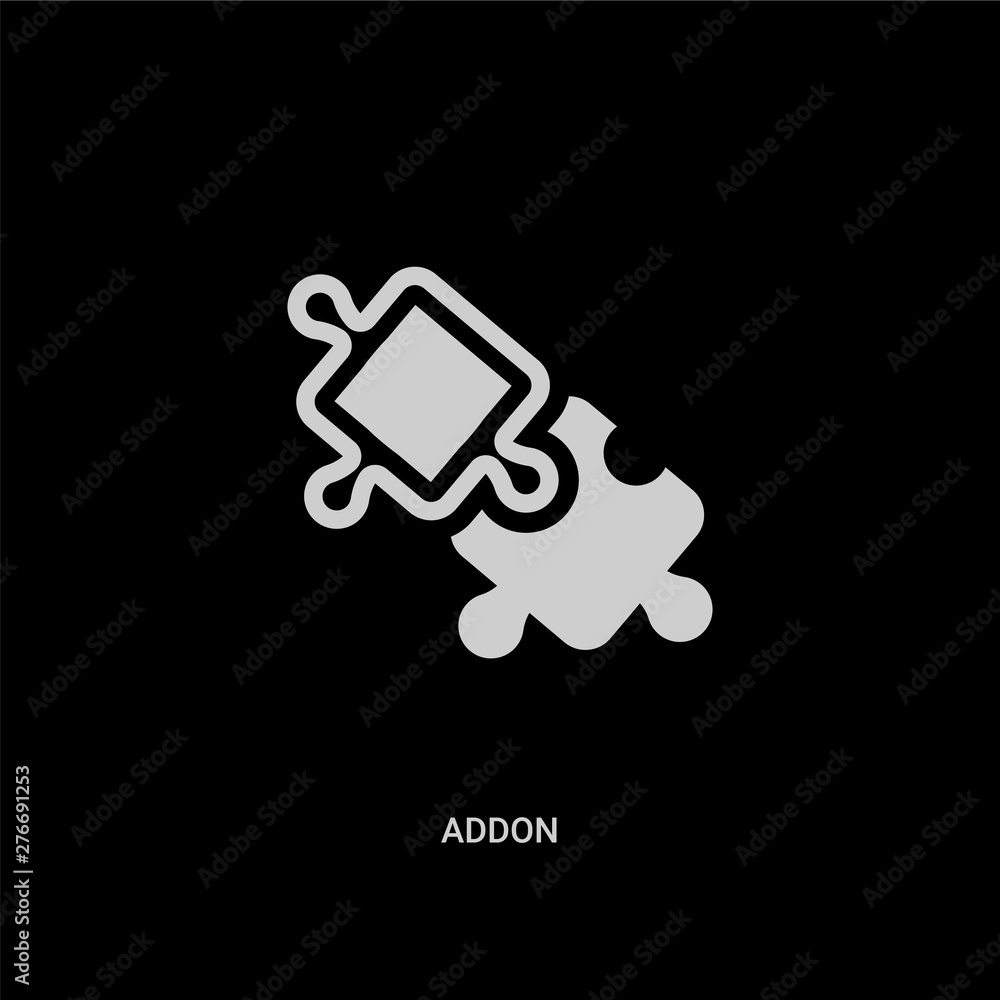 white addon vector icon on black background. modern flat addon from ...