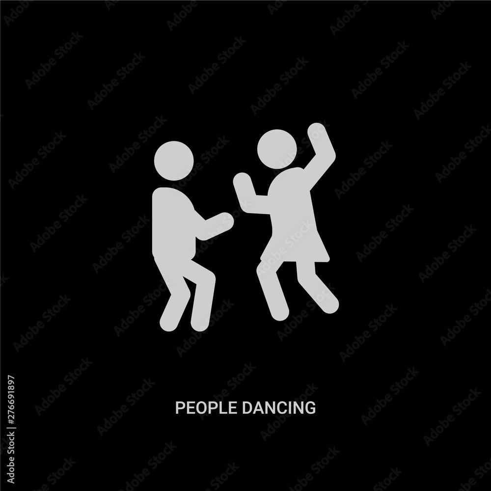 white people dancing vector icon on black background. modern flat ...