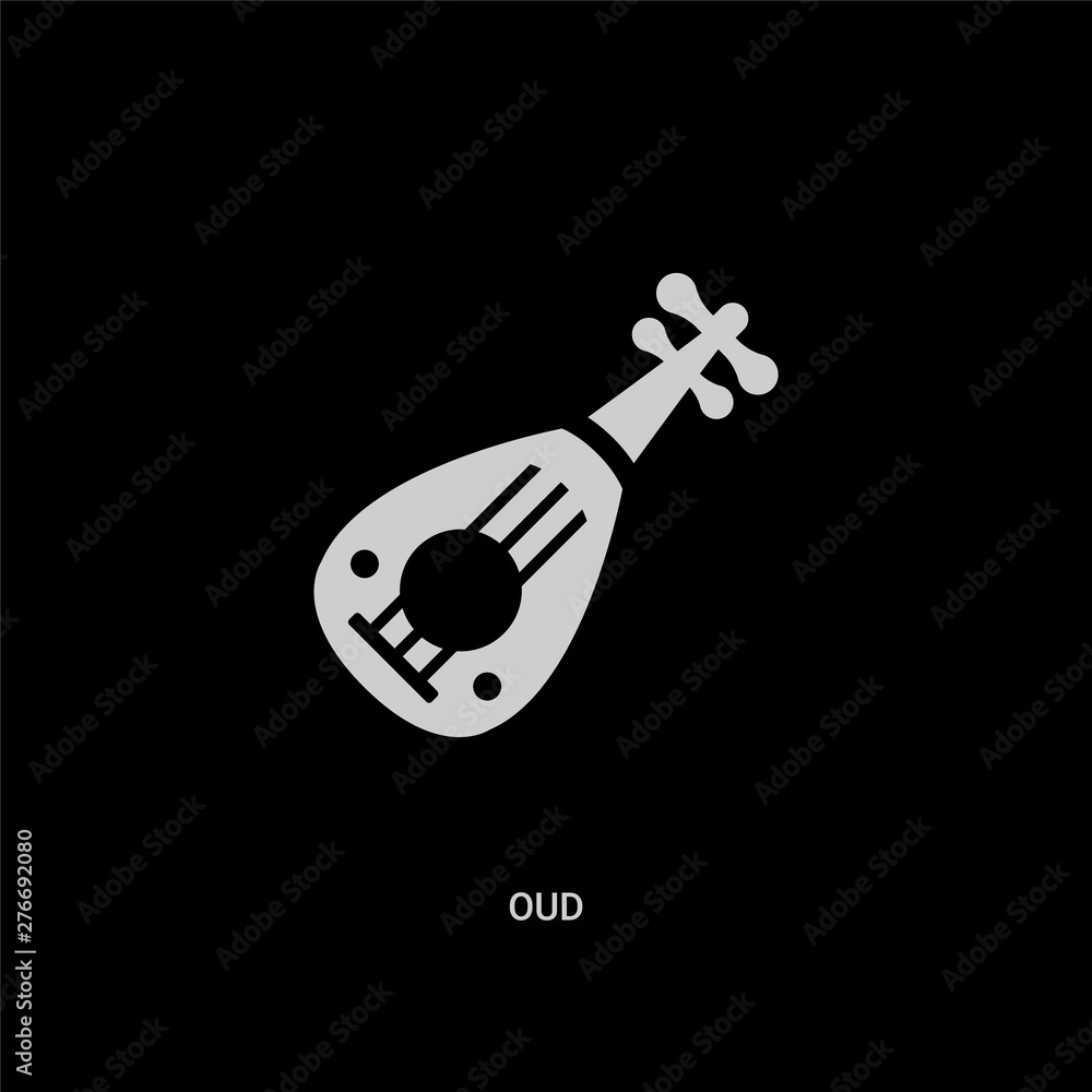 white oud vector icon on black background. modern flat oud from ...