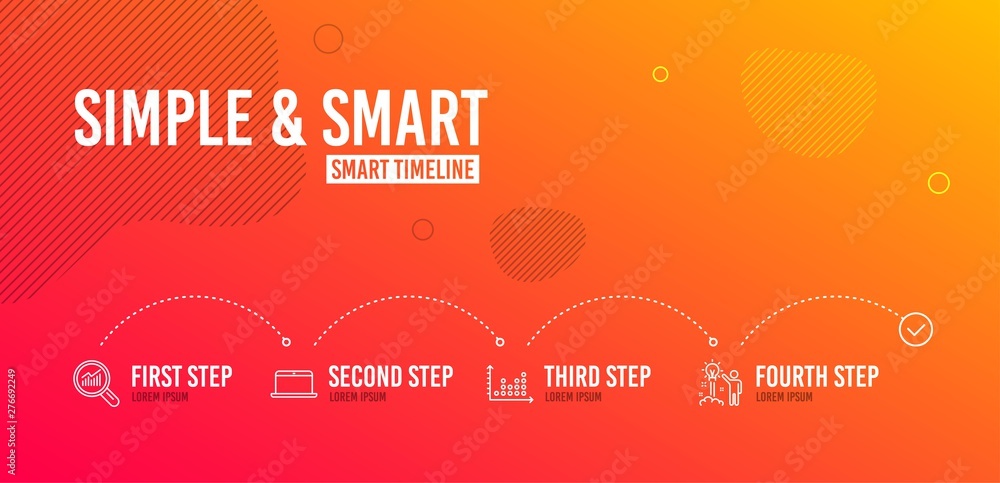 Infographic timeline. Data analysis, Laptop and Dot plot icons simple ...