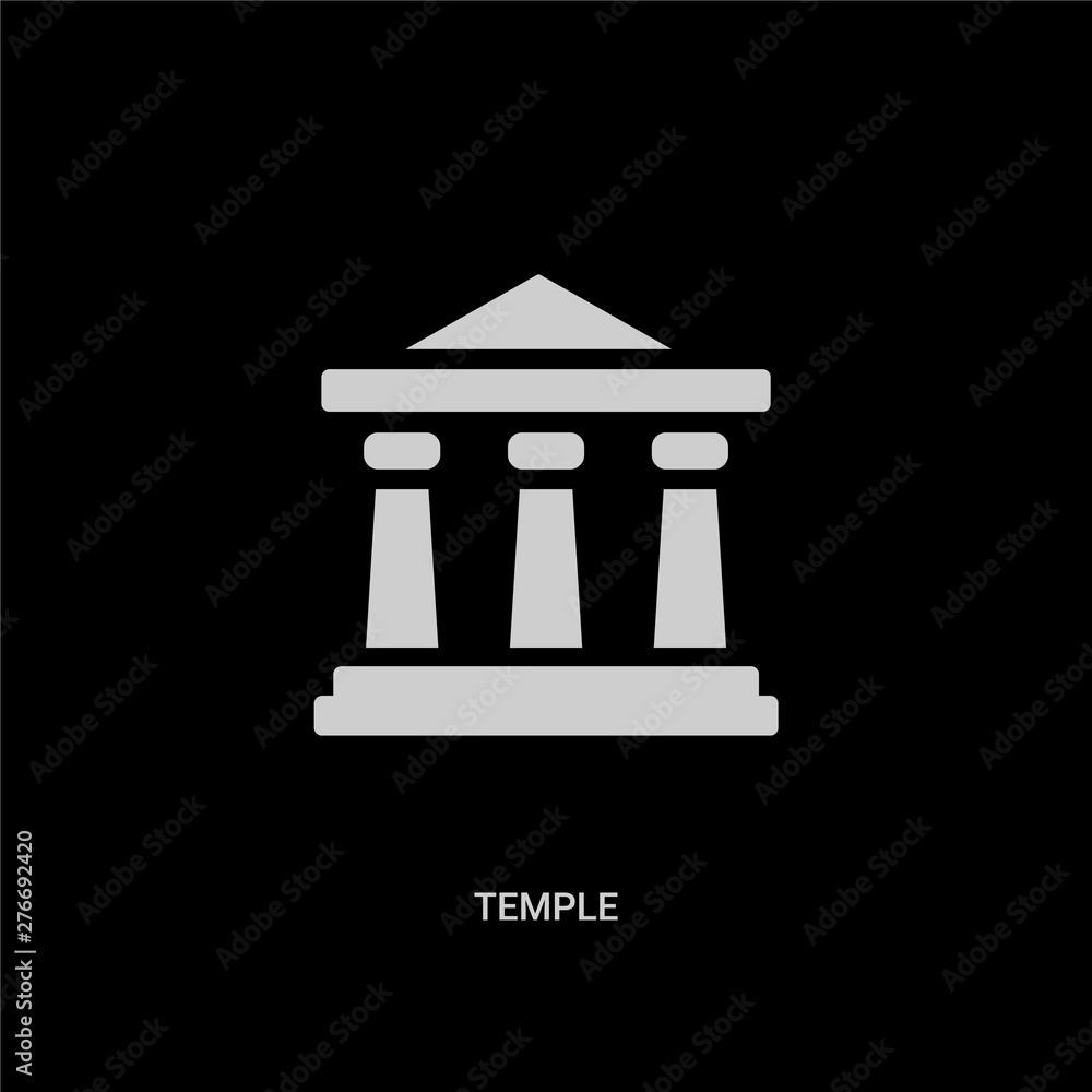 white temple vector icon on black background. modern flat temple from ...
