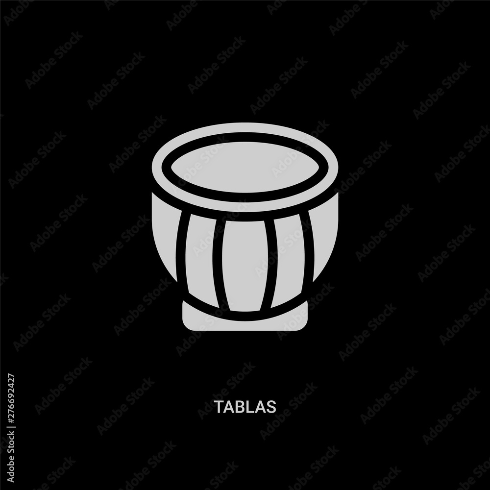 white tablas vector icon on black background. modern flat tablas from ...