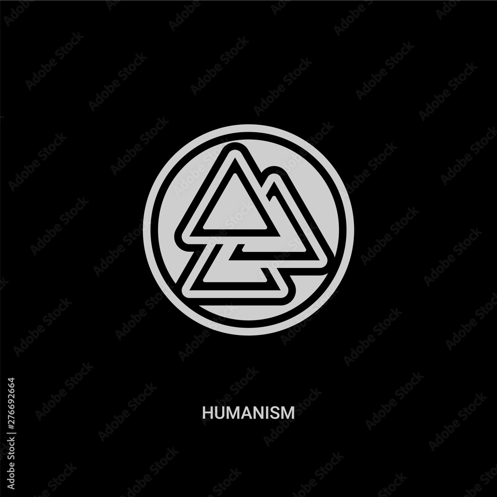 white humanism vector icon on black background. modern flat humanism ...