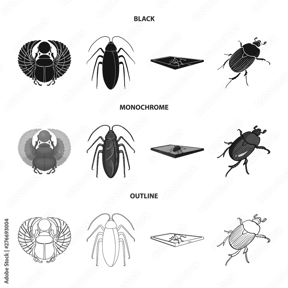 Vector illustration of insect and beetle symbol. Set of insect and ...