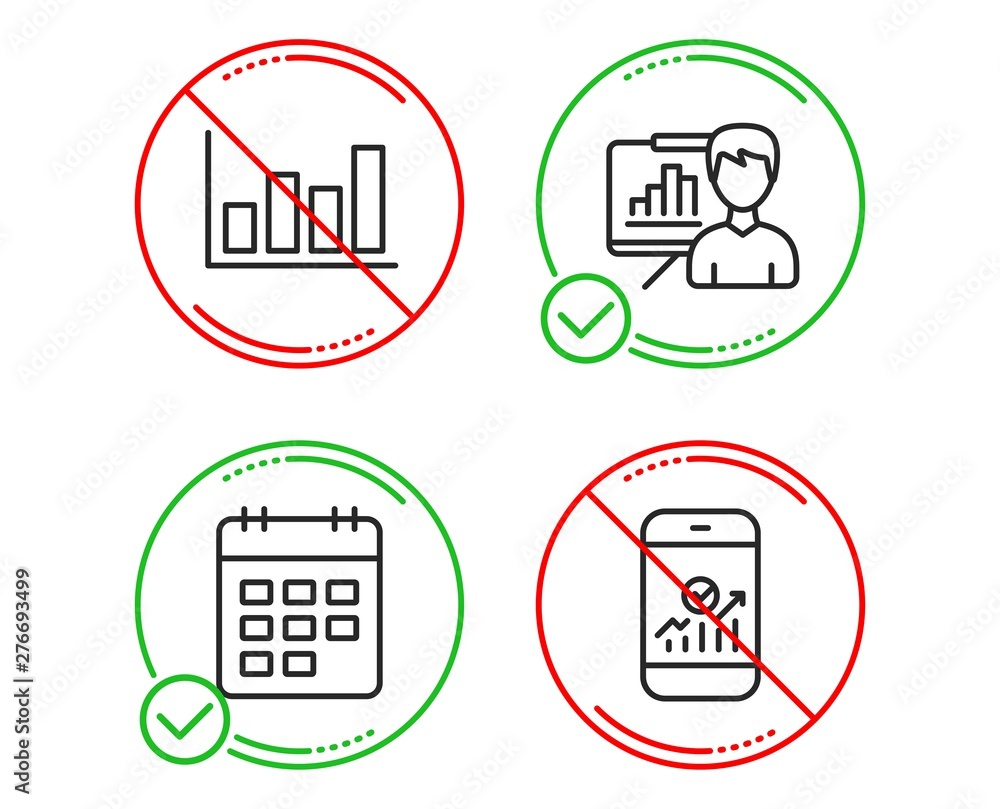 Do or Stop. Calendar, Report diagram and Presentation board icons ...