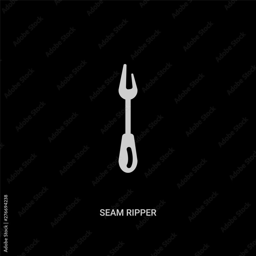 white seam ripper vector icon on black background. modern flat seam ...