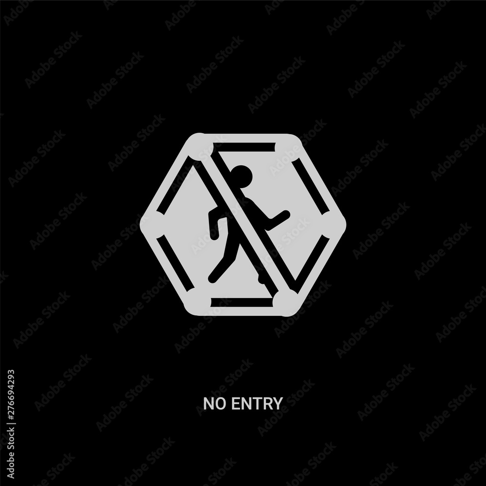 white no entry vector icon on black background. modern flat no entry ...