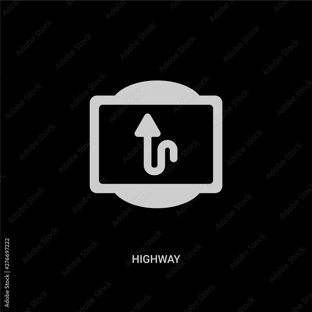 white highway vector icon on black background. modern flat highway from ...