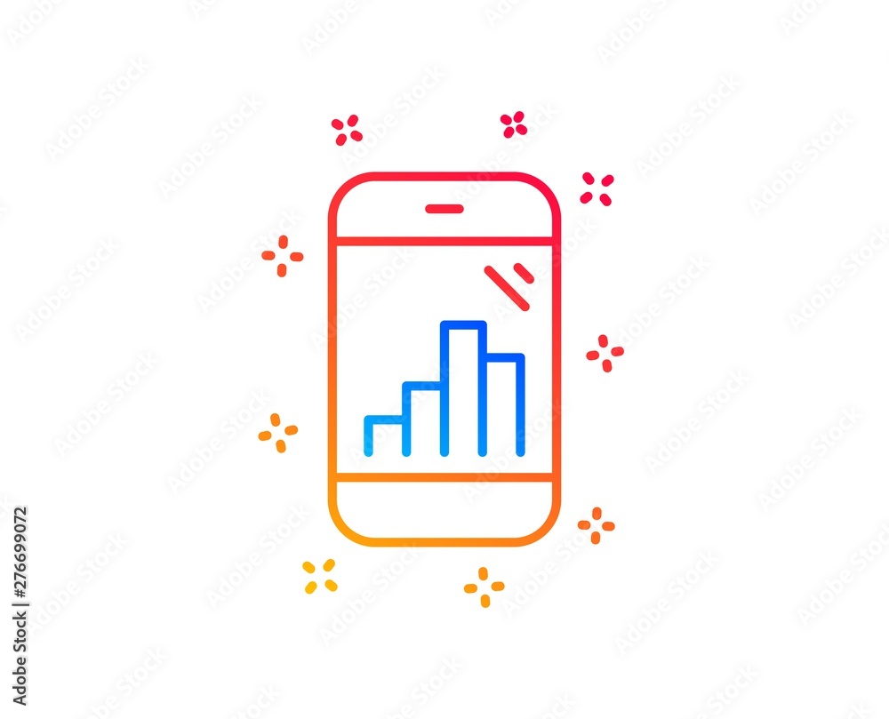 Graph phone line icon. Column chart sign. Growth diagram symbol ...