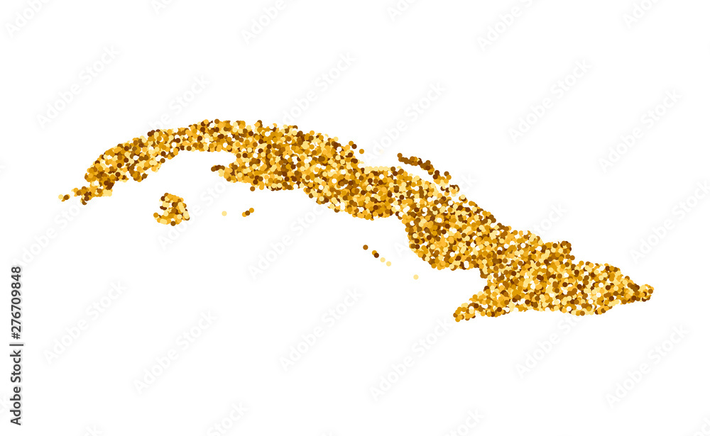 Vector isolated illustration with simplified Cuba map. Decorated by ...