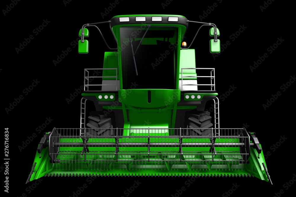 industrial 3D illustration of huge modern green grain agricultural ...