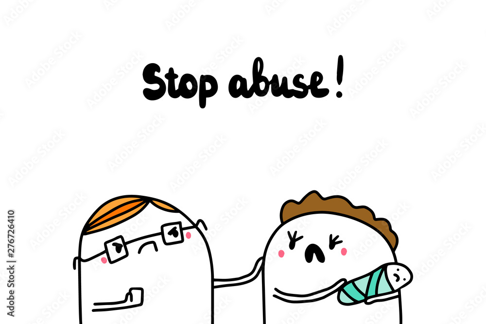 Stop abuse hand drawn vector illustration in cartoon style Stock Vector ...