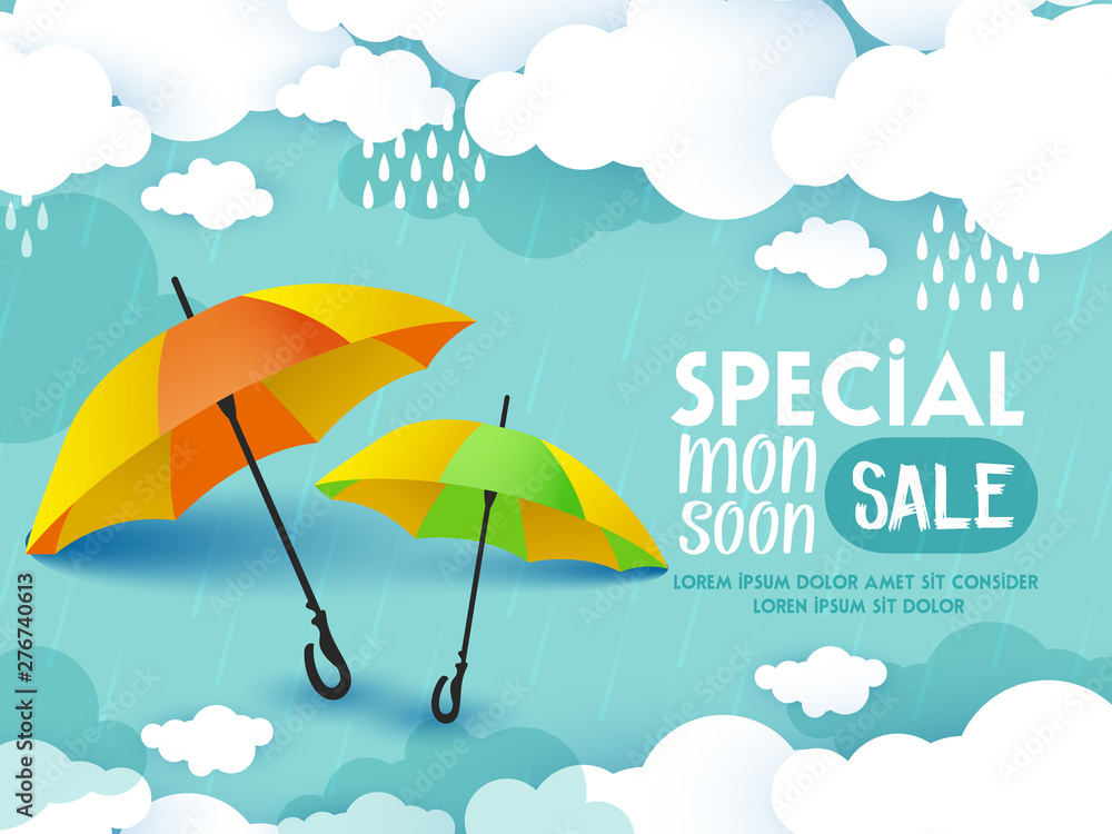 vector illustration,poster for Monsoon season, sale banner,sale Stock ...