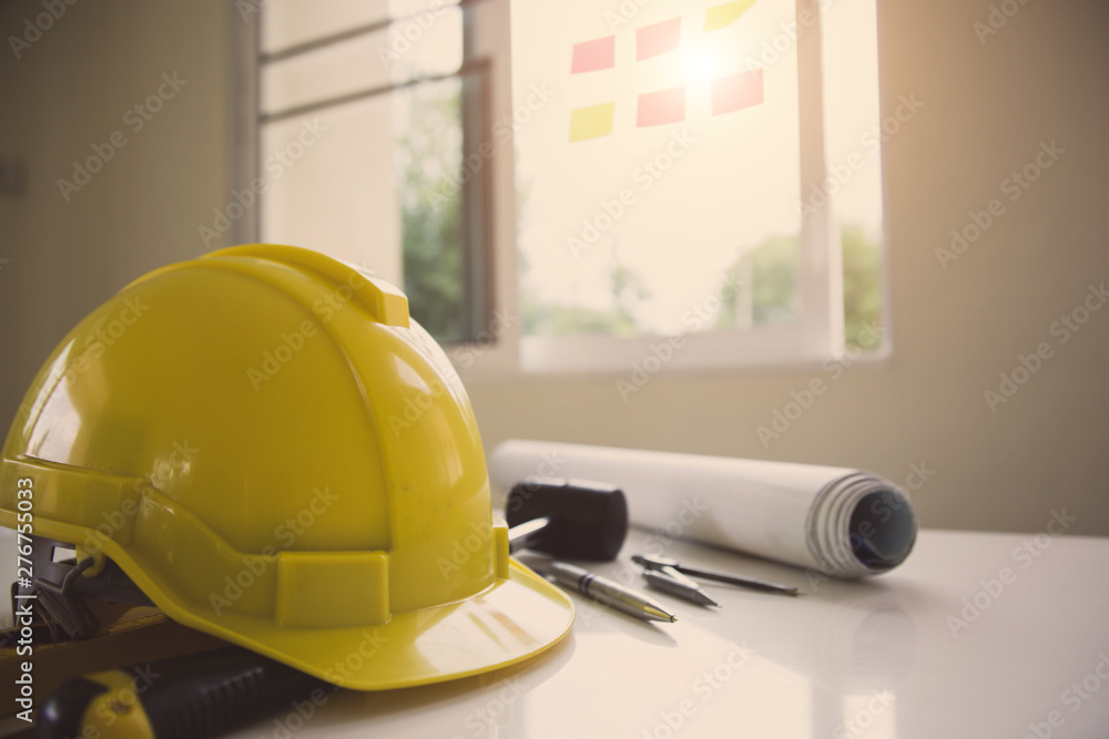 Architectural and Engineer Office desk background construction project ...