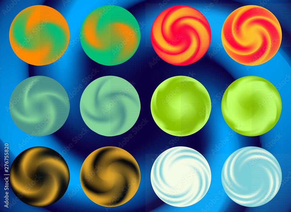 Various multicoloured gradients sphere with vibrant color palettes and ...