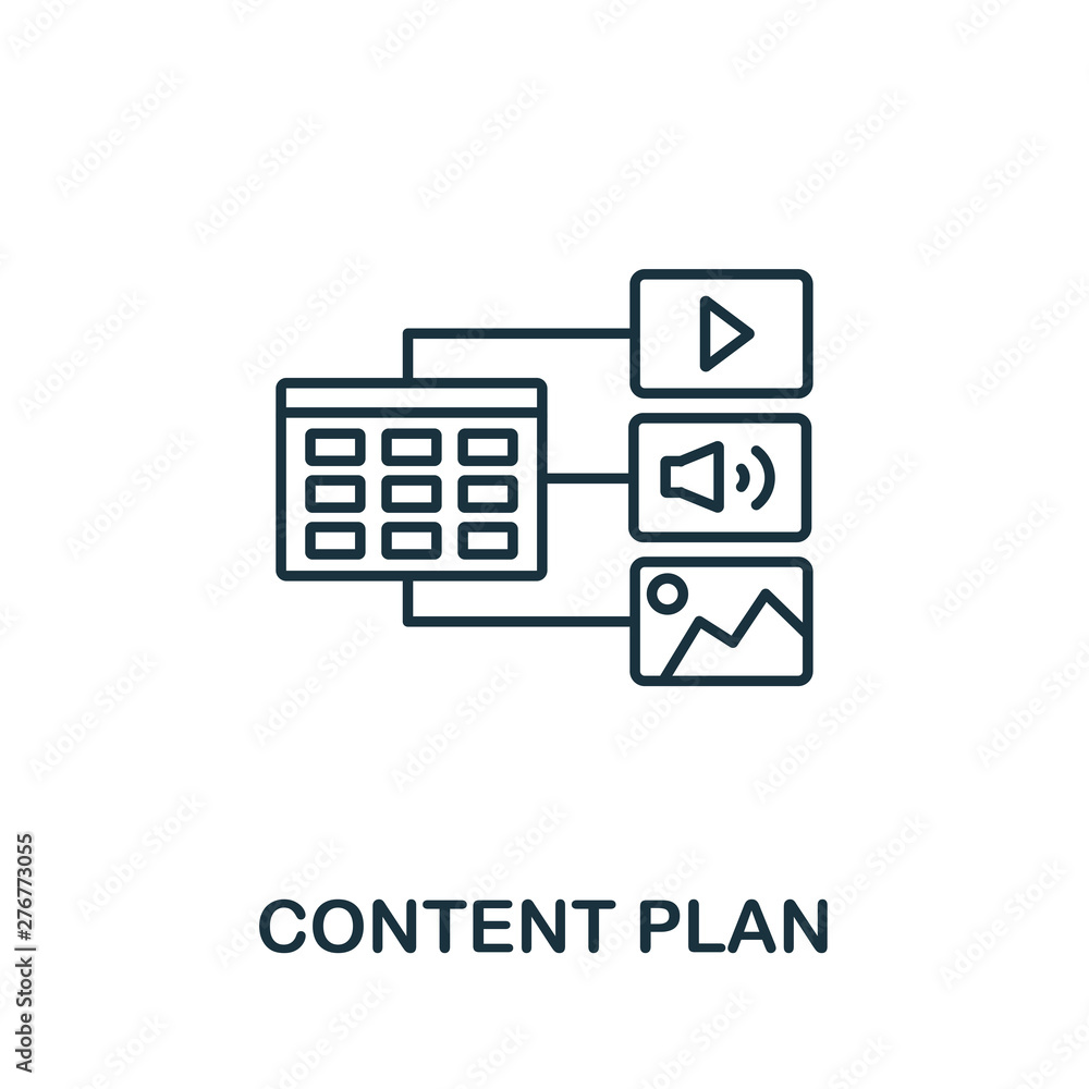 Content Plan outline icon. Thin line concept element from content icons collection. Creative ...
