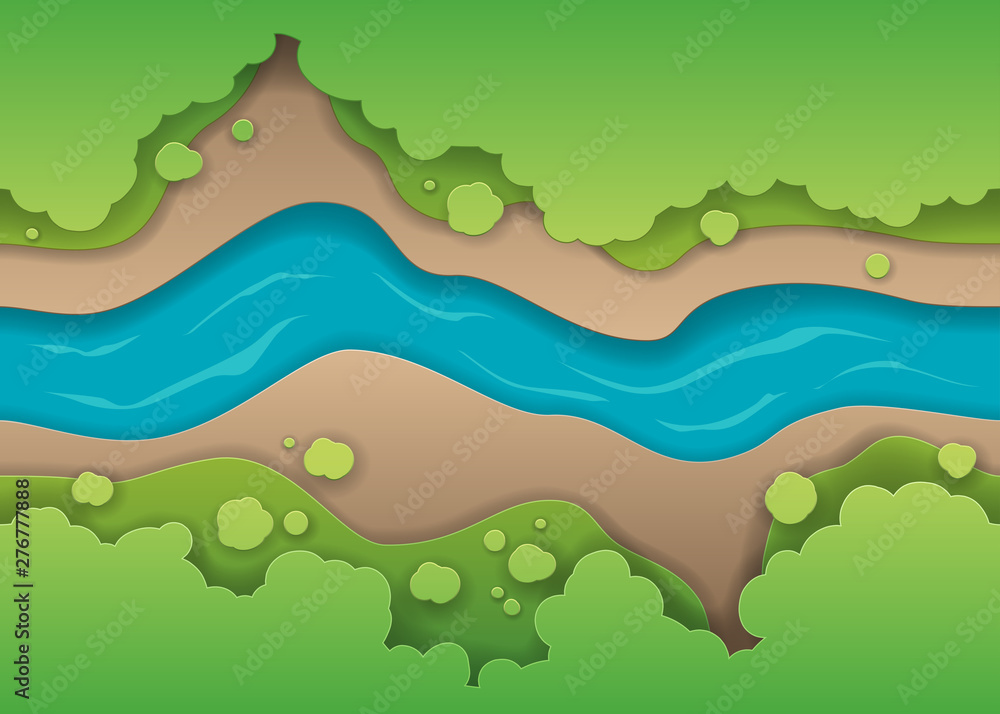 concept of paper river with shadows Stock Vector | Adobe Stock