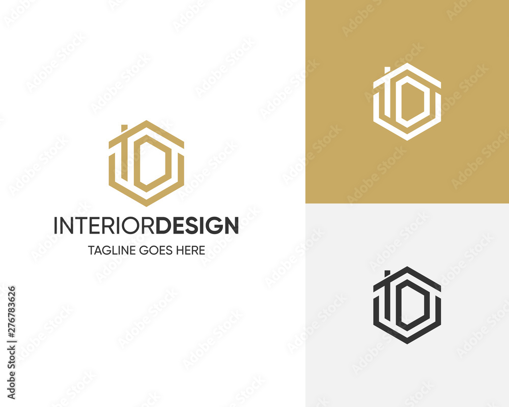 Initial Letter Logo ID-ID With House Concept Interior Logo Design Stock ...