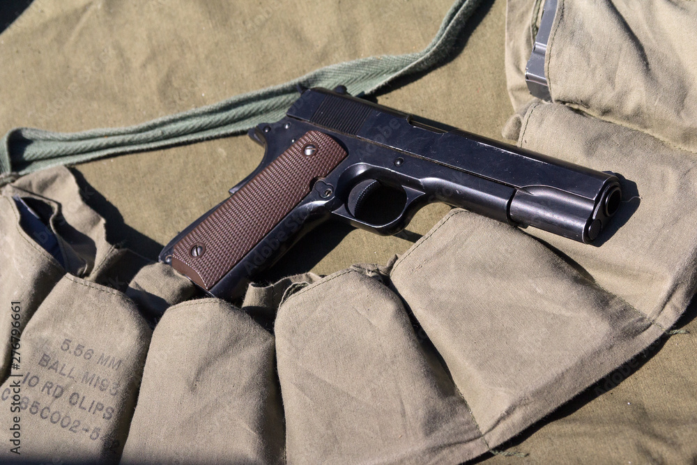 Pistol of the American army and a belt of the second feast war. Weapons ...