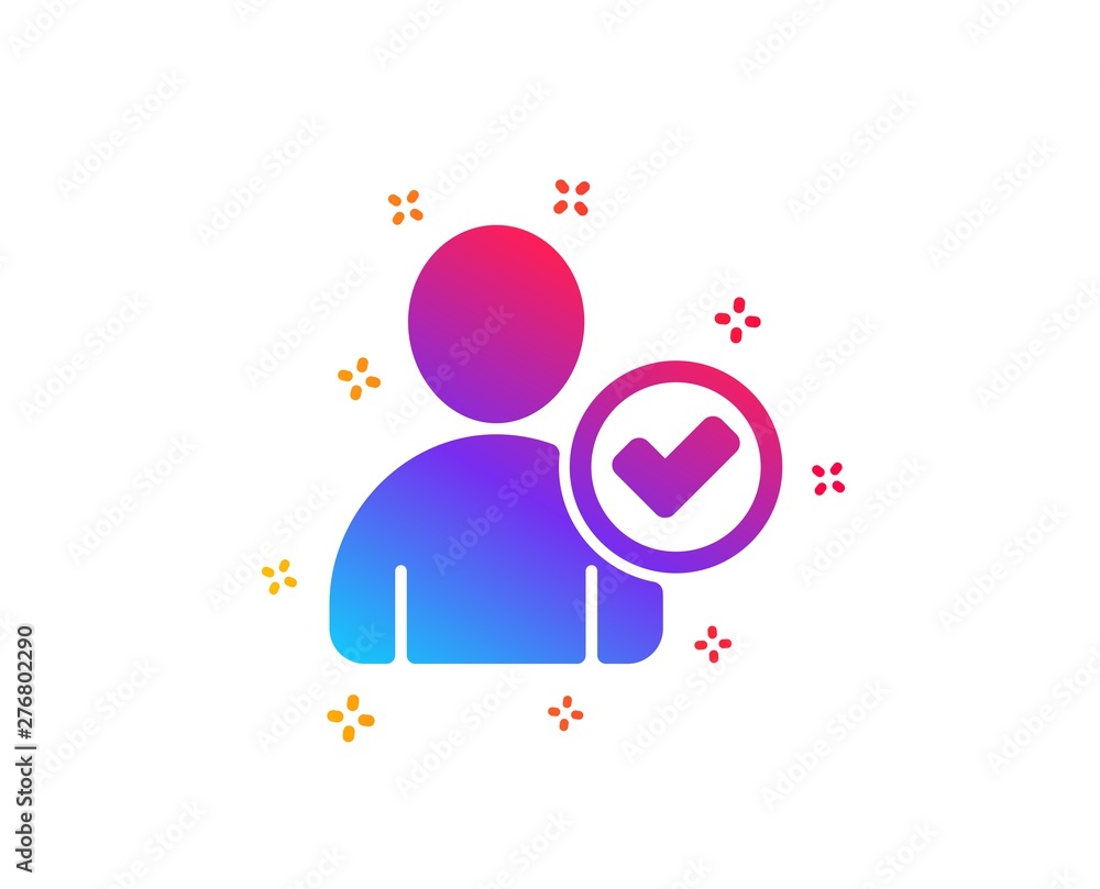 Checked User icon. Profile Avatar with Tick sign. Person silhouette ...