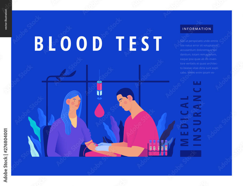 Medical tests Blue template - blood test - modern flat vector concept ...
