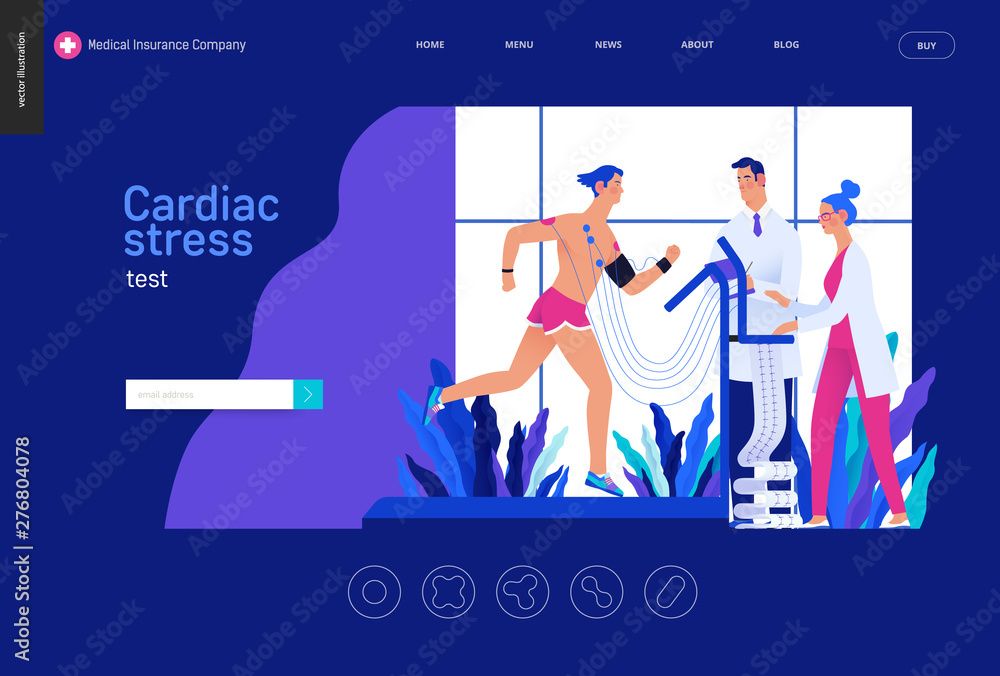 Medical tests Blue template - cardiac stress test -modern flat vector ...