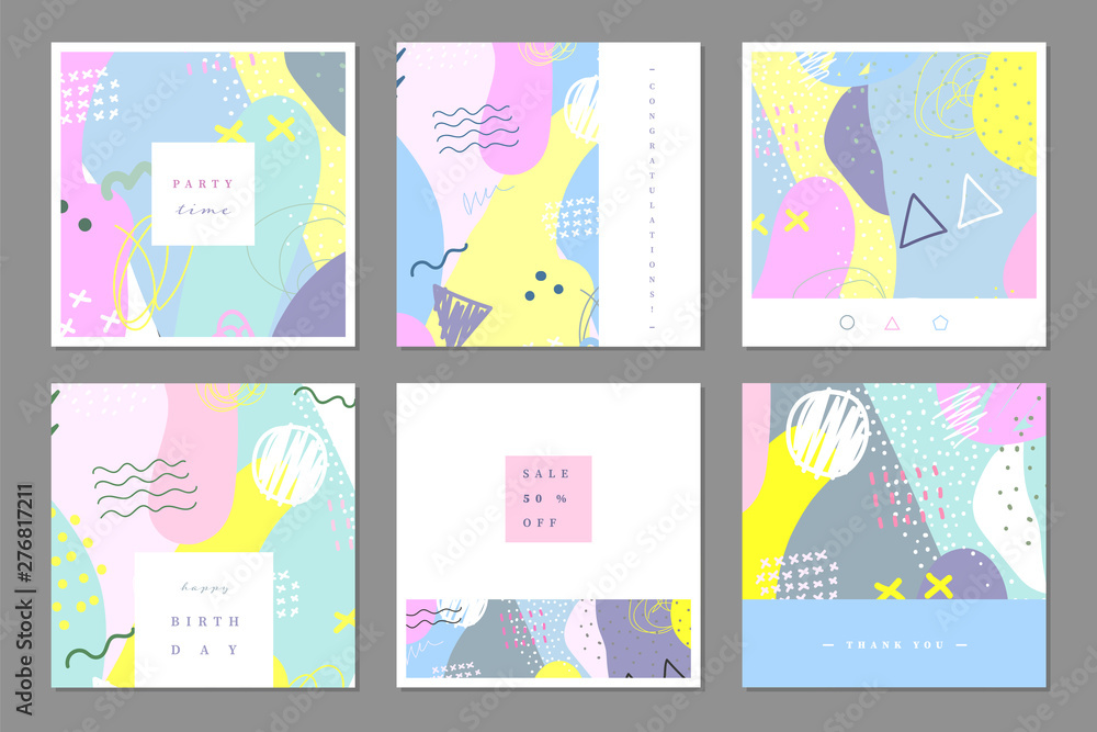 Set of abstract multipurpose card template. Beautiful art painting with ...