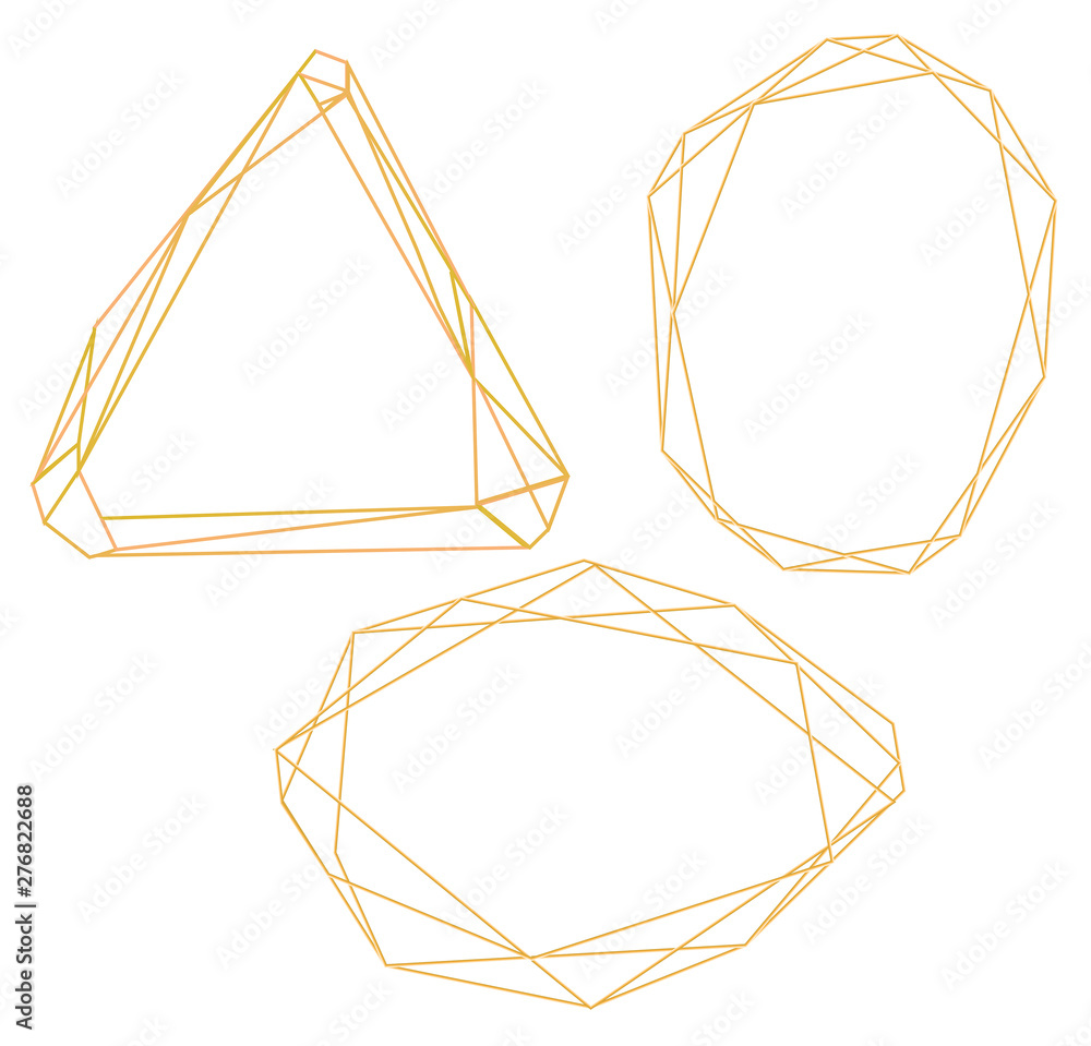 Watercolor Crystal geode horizontal frame Stylish Gold border Sparkling ...