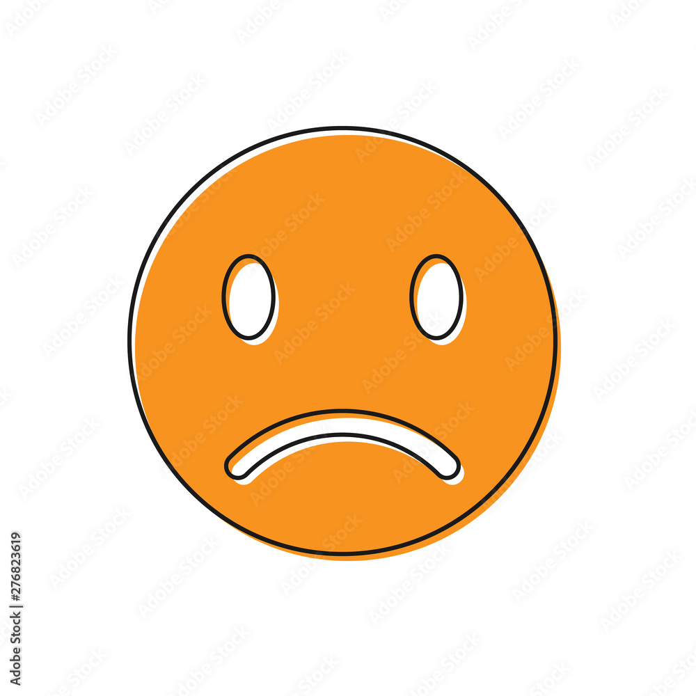 Orange Sad smile icon isolated on white background. Emoticon face ...