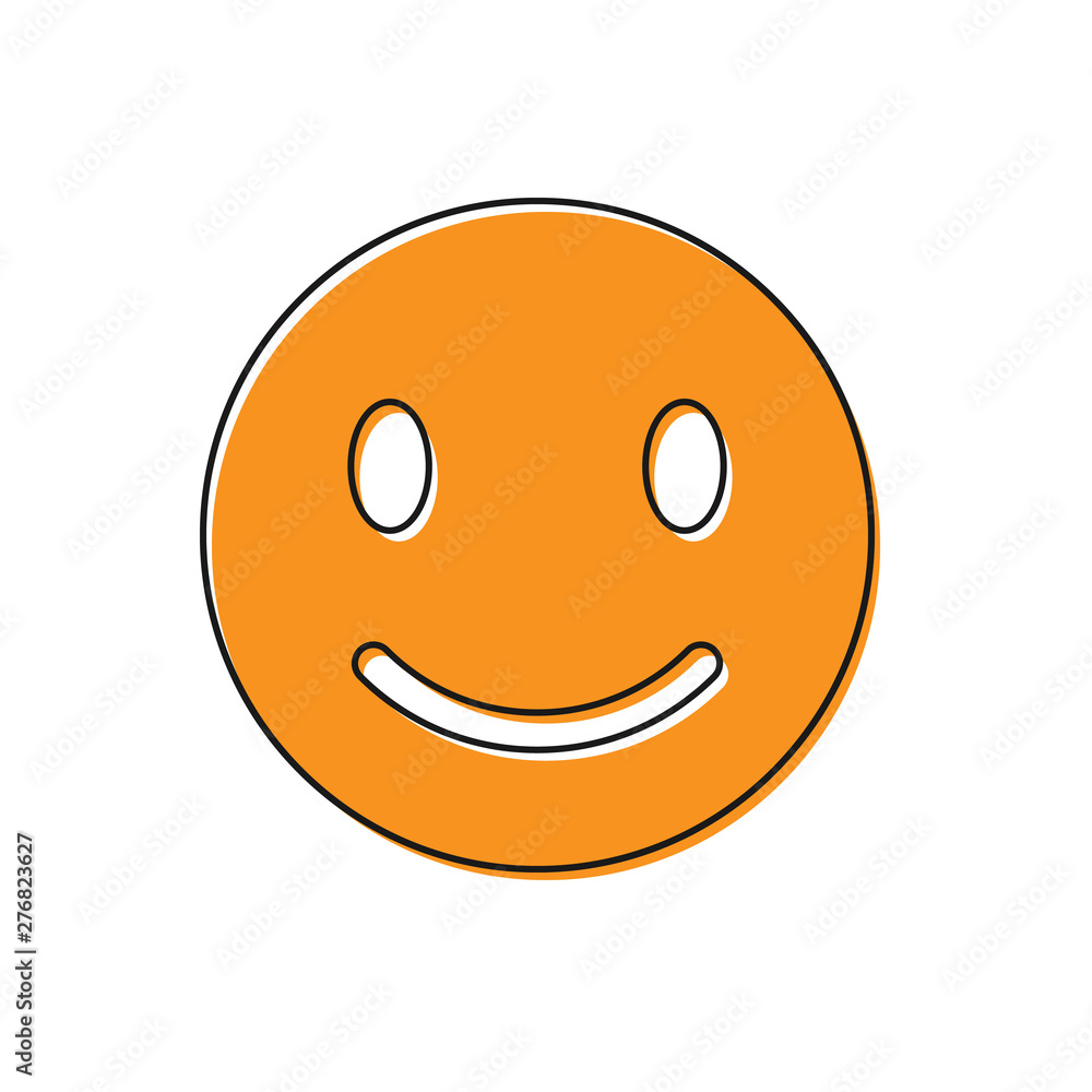 Orange Smile face icon isolated on white background. Smiling emoticon ...