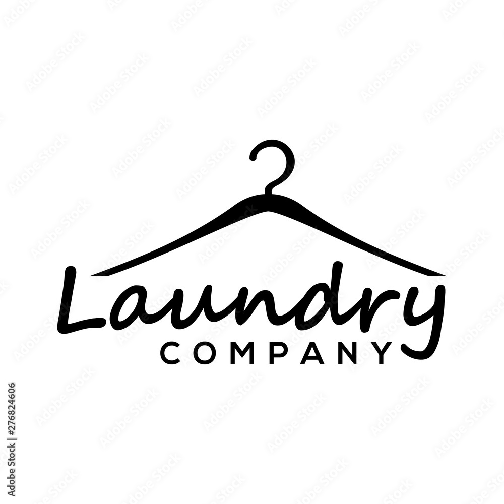 Laundry logo with a hanger combination Stock Vector | Adobe Stock