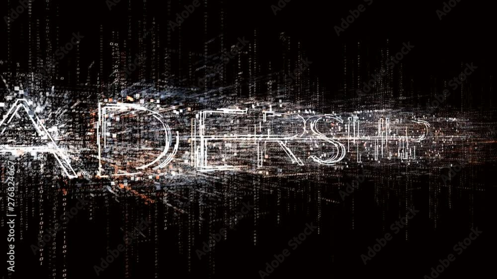 4k leadership animated word tag cloud,text design animation.The Matrix style binary computer ...