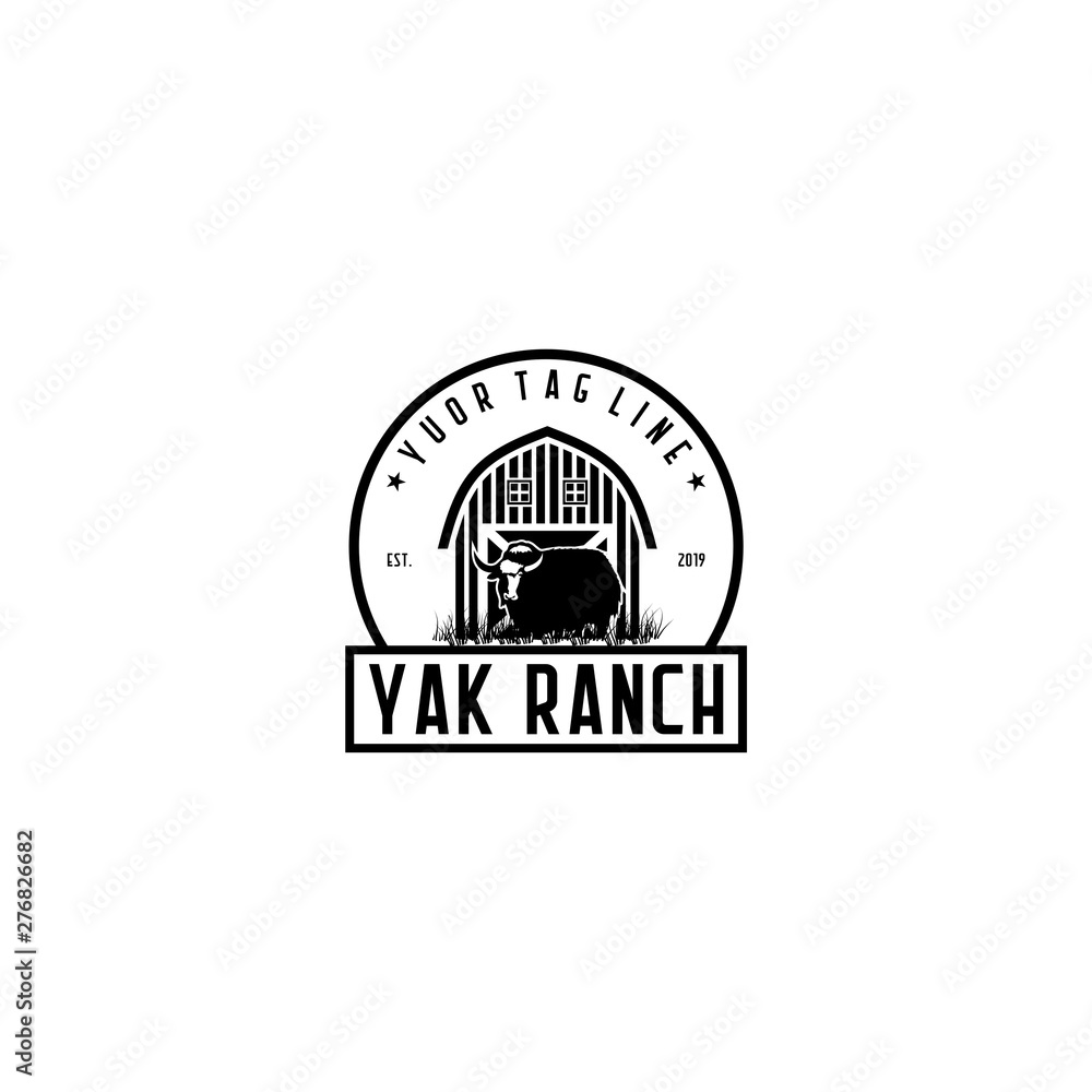 yak ranch rustic logo design Stock Vector | Adobe Stock