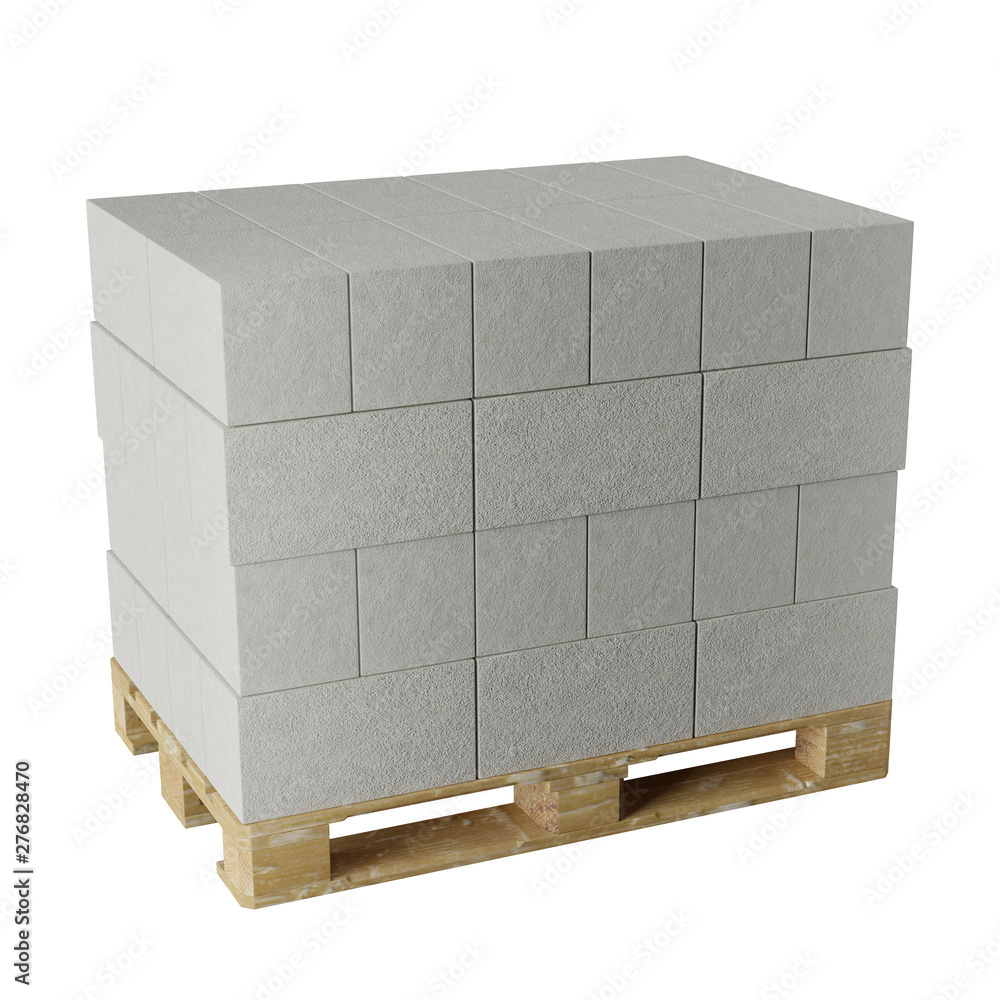 pallet of aerated concrete blocks on white background ilustración de ...