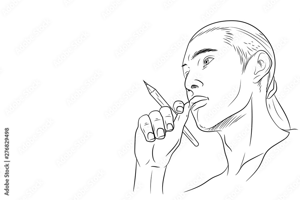Thinking Man Drawing