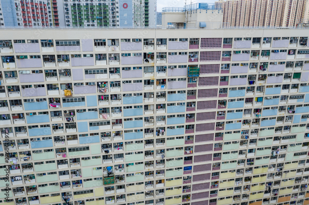 Top view of famous public estate in Hong Kong, Choi Hung estate Stock ...