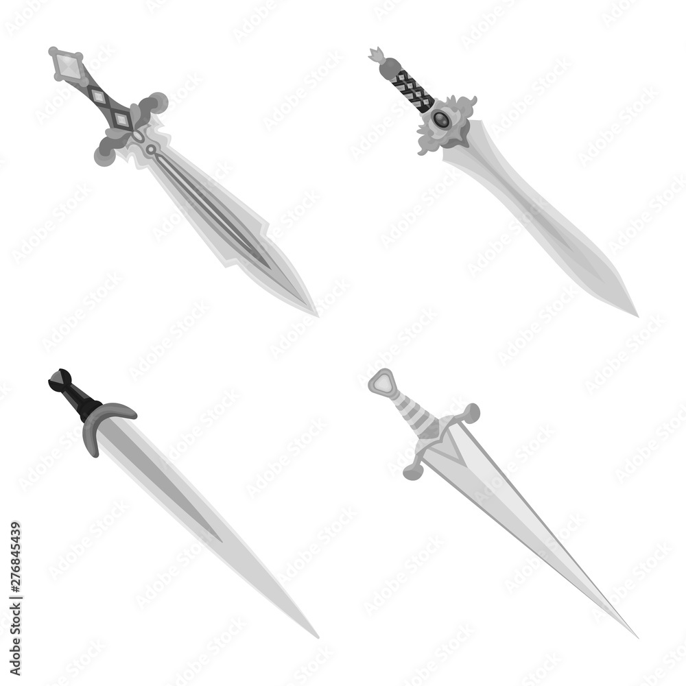 Vector illustration of sharp and blade icon. Set of sharp and dagger ...